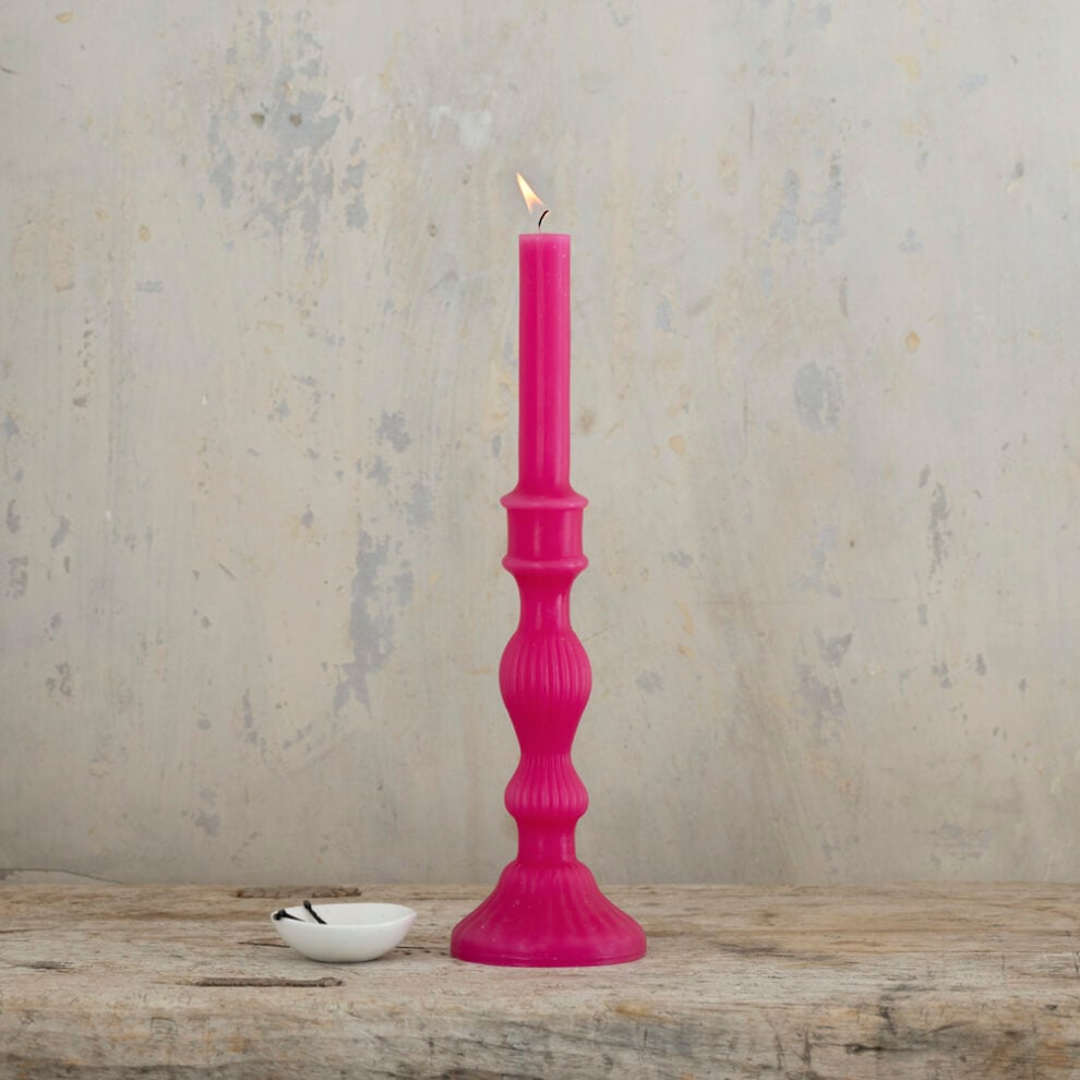 Candlestick Shaped Candle Fuchsia Medium - Grand Illusions Wholesale
