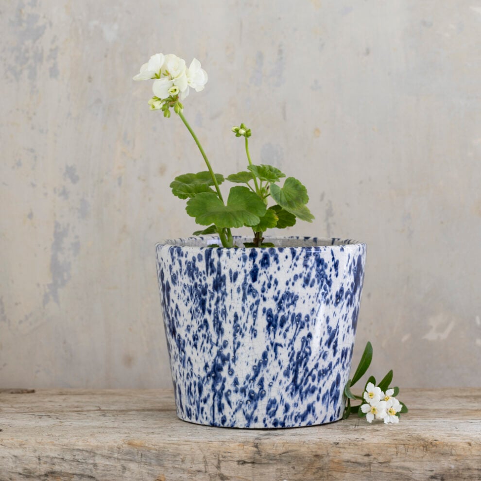 Old Style Dutch Pot Blue Splatter Large - Grand Illusions Wholesale