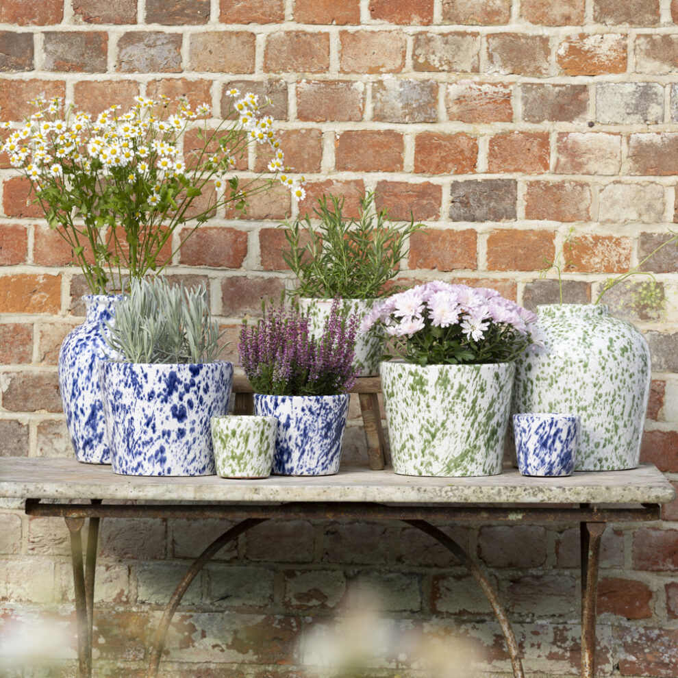 Old Style Dutch Pot Blue Splatter Large - Grand Illusions Wholesale