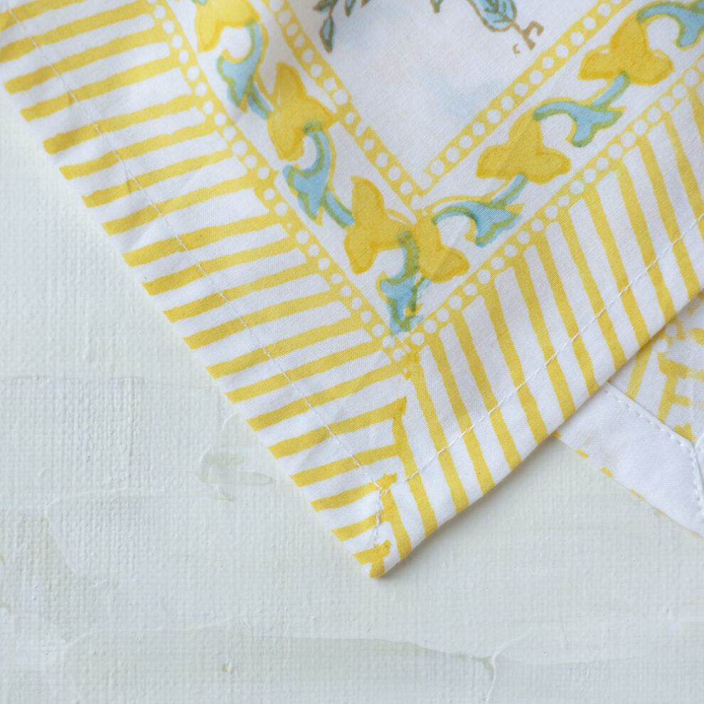 Lemon Cotton Hand Block Print Napkin - Grand Illusions Wholesale